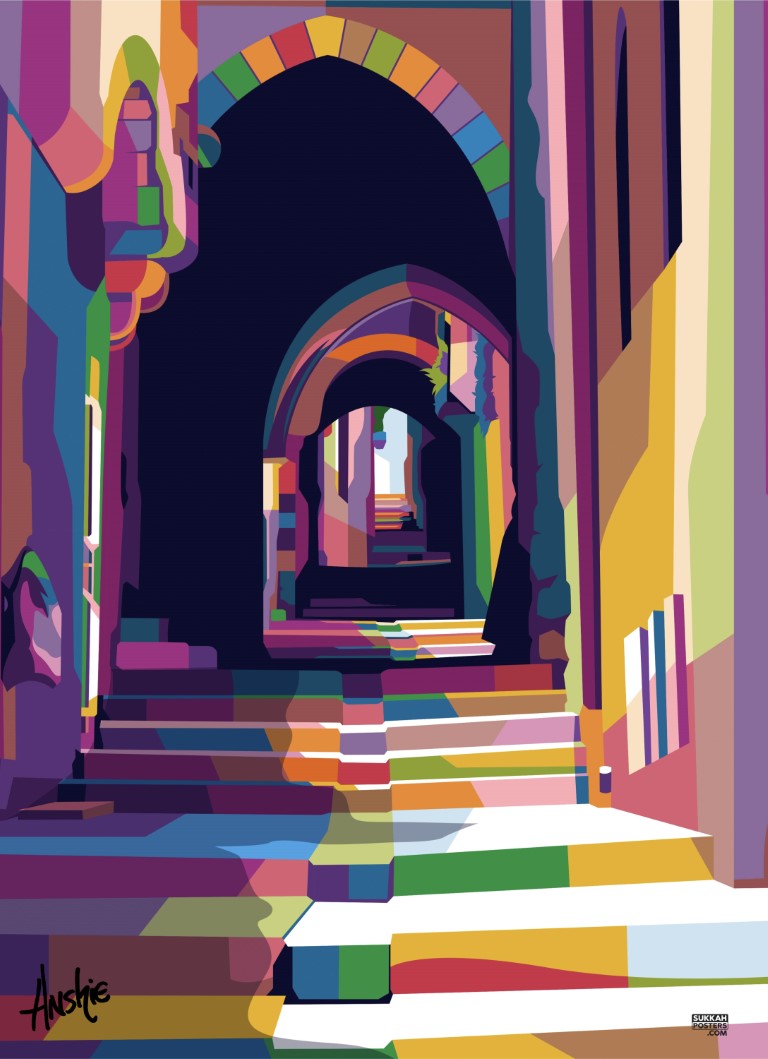 Shop Arched Walkway Colorful Sukkah Poster – Sukkahposters.com